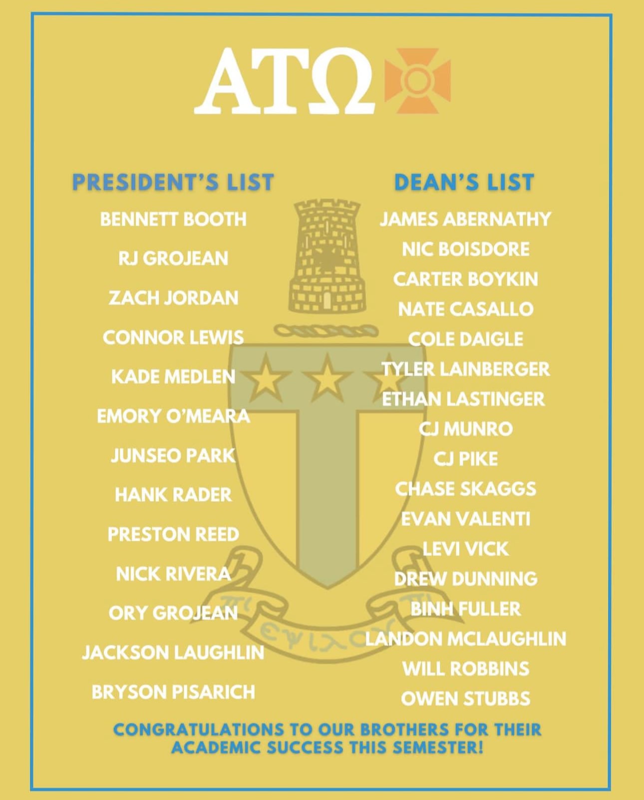 President’s and Dean’s List • Alpha Tau Omega • America's Leadership ...
