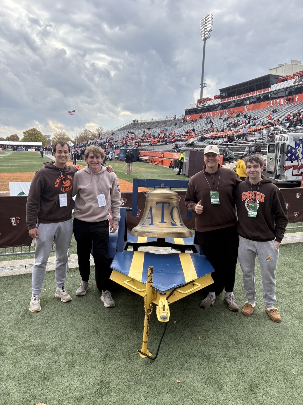 Brothers Ring and showcase ATO bell at recent football game • Alpha Tau ...